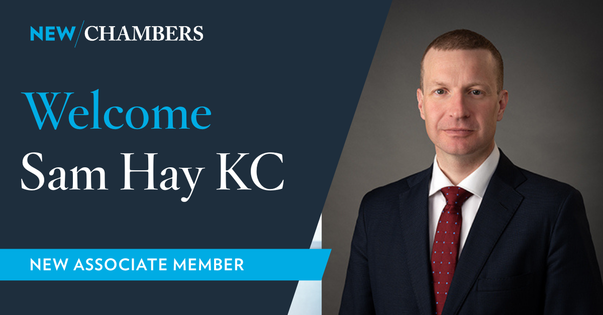 Welcome to our newest Associate Member - Sam Hay KC - New Chambers
